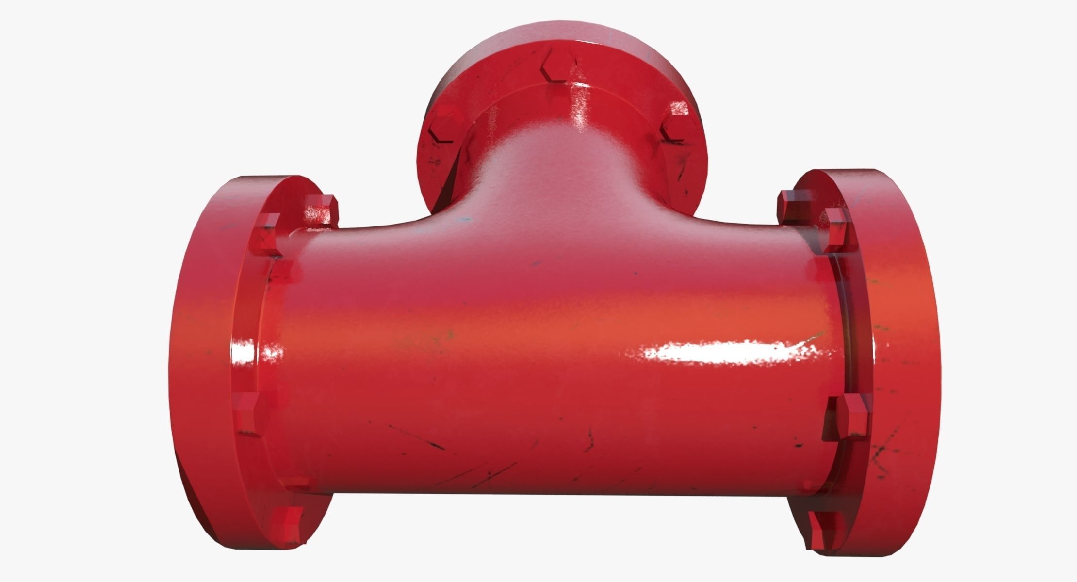Red T Pipe 3D model | CGTrader