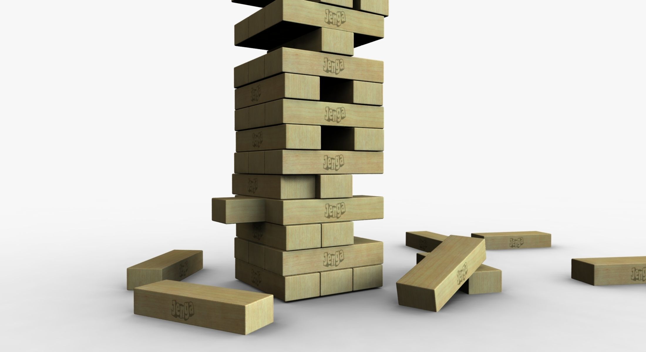 Jenga stack of wooden blocks 3D model | CGTrader