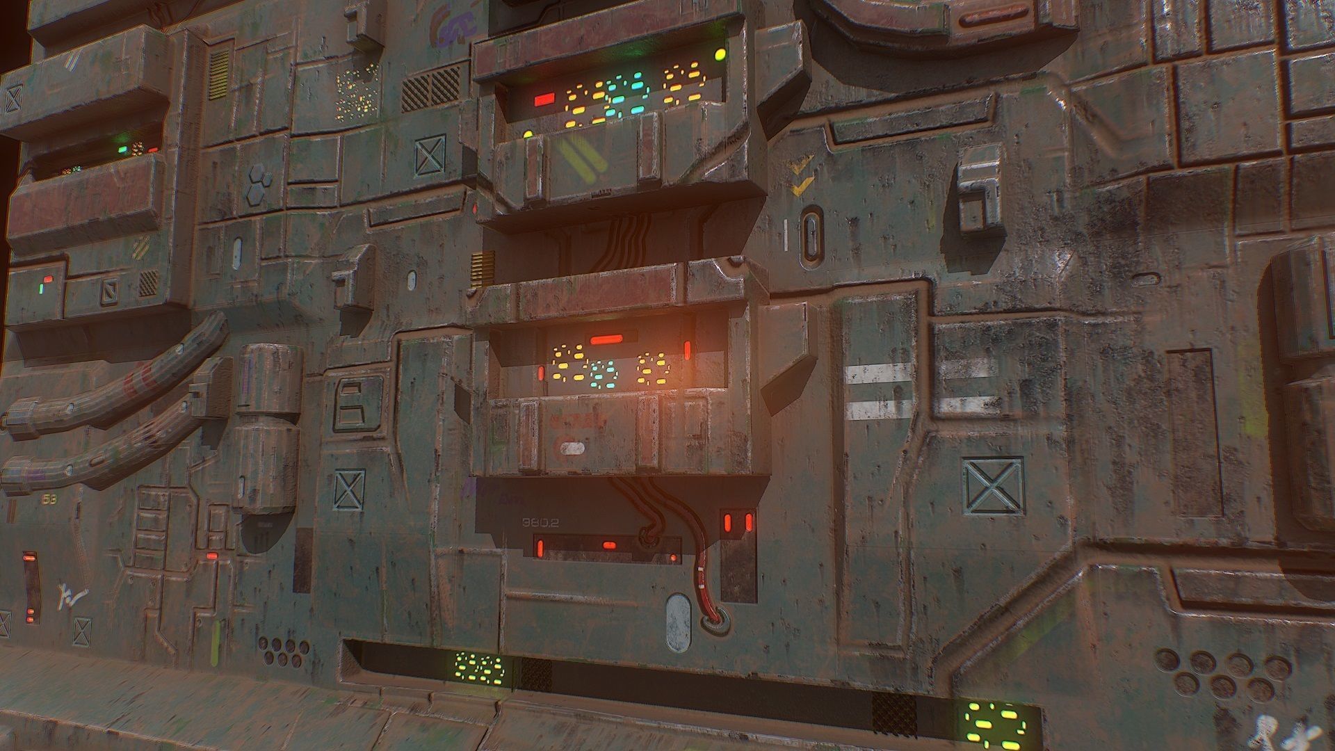 3D model Low poly sci fi facades environment assets VR / AR / low-poly ...