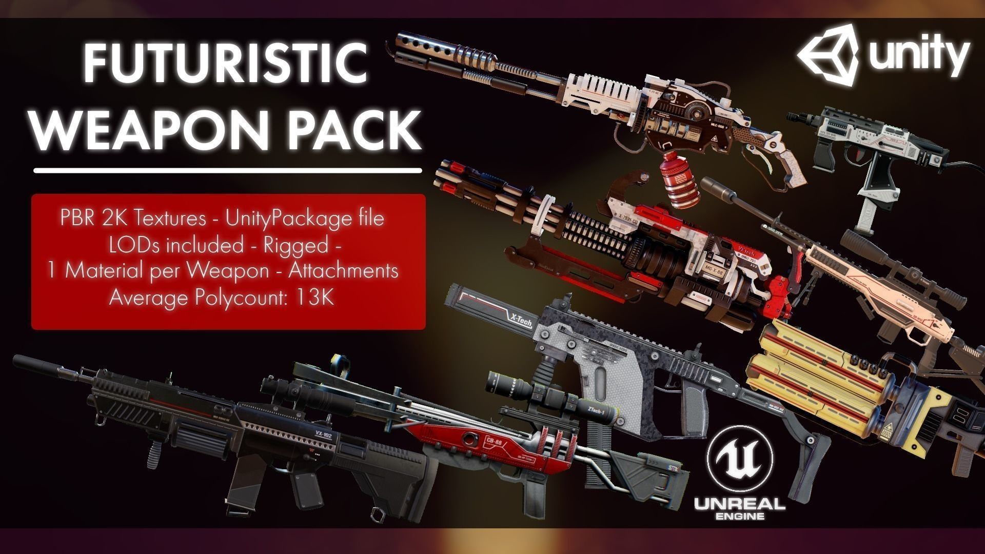 3D model Futuristic Weapon Pack - Unity and Unreal Packages VR / AR ...