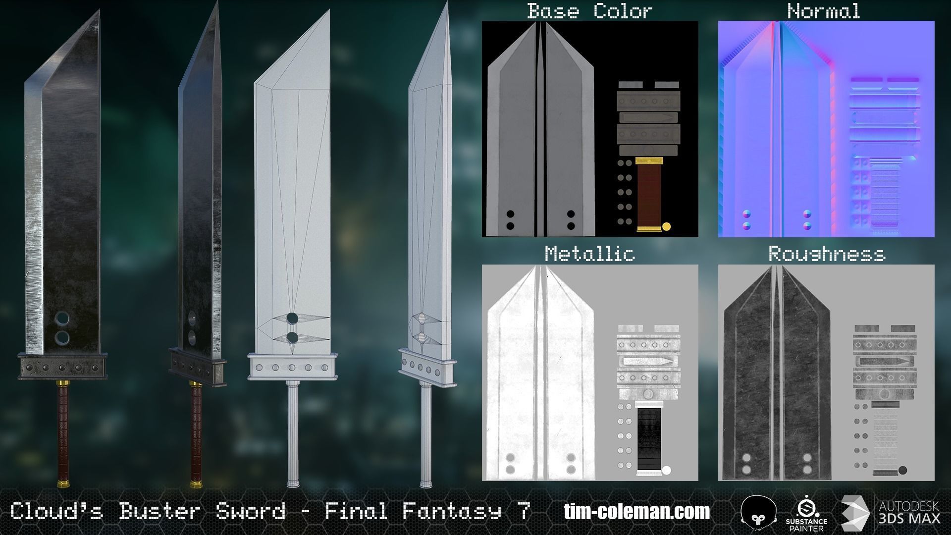 3D model Cloud Strife - Buster Sword - Final Fantasy VII VR / AR / low ...