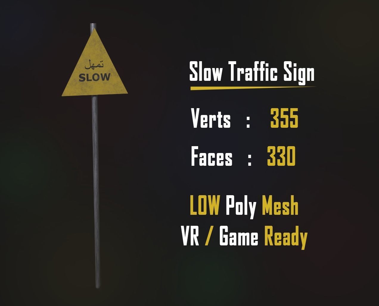 Slow Traffic Sign free VR / AR / low-poly 3D model | CGTrader
