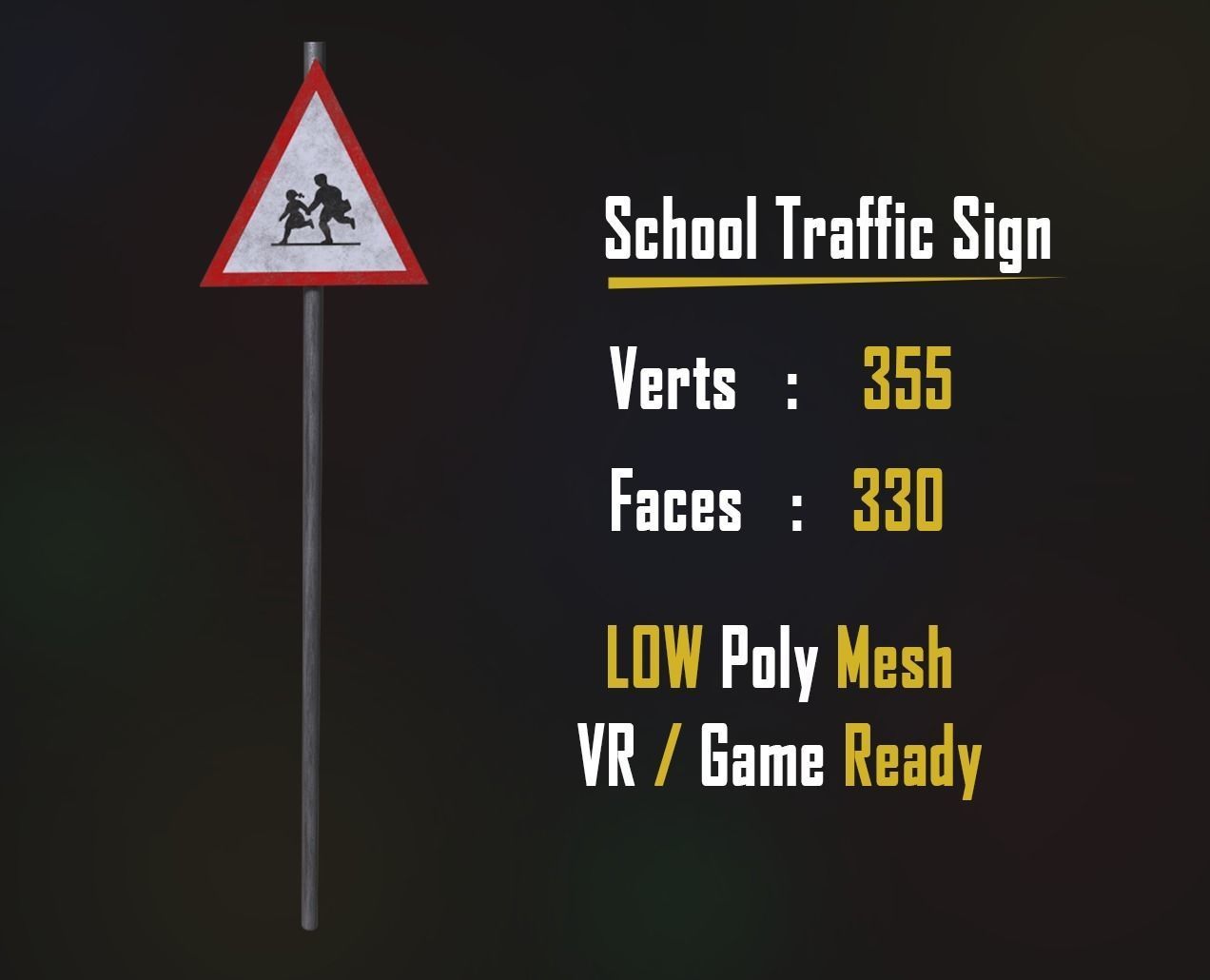 School Traffic Sign free VR / AR / low-poly 3D model | CGTrader