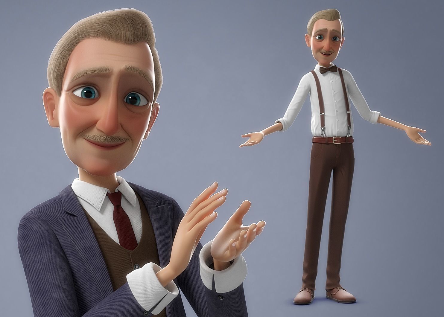 Cartoon Old Man Rigged 3D model rigged | CGTrader