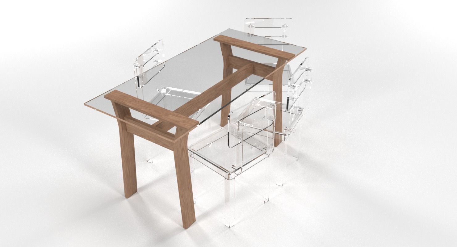 3D model Transparent Dining Table Set VR / AR / low-poly | CGTrader