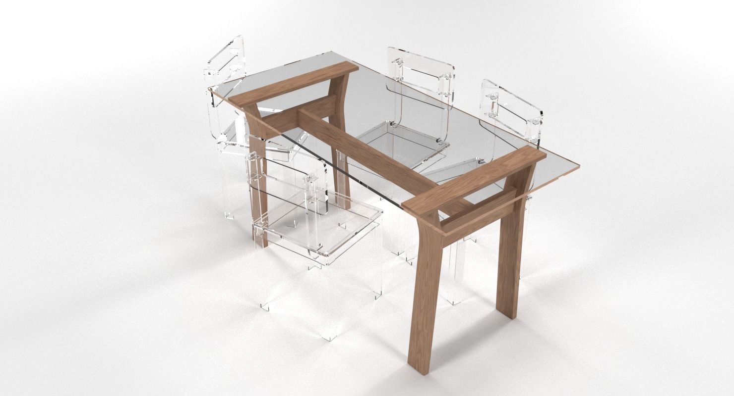 3D model Transparent Dining Table Set VR / AR / low-poly | CGTrader