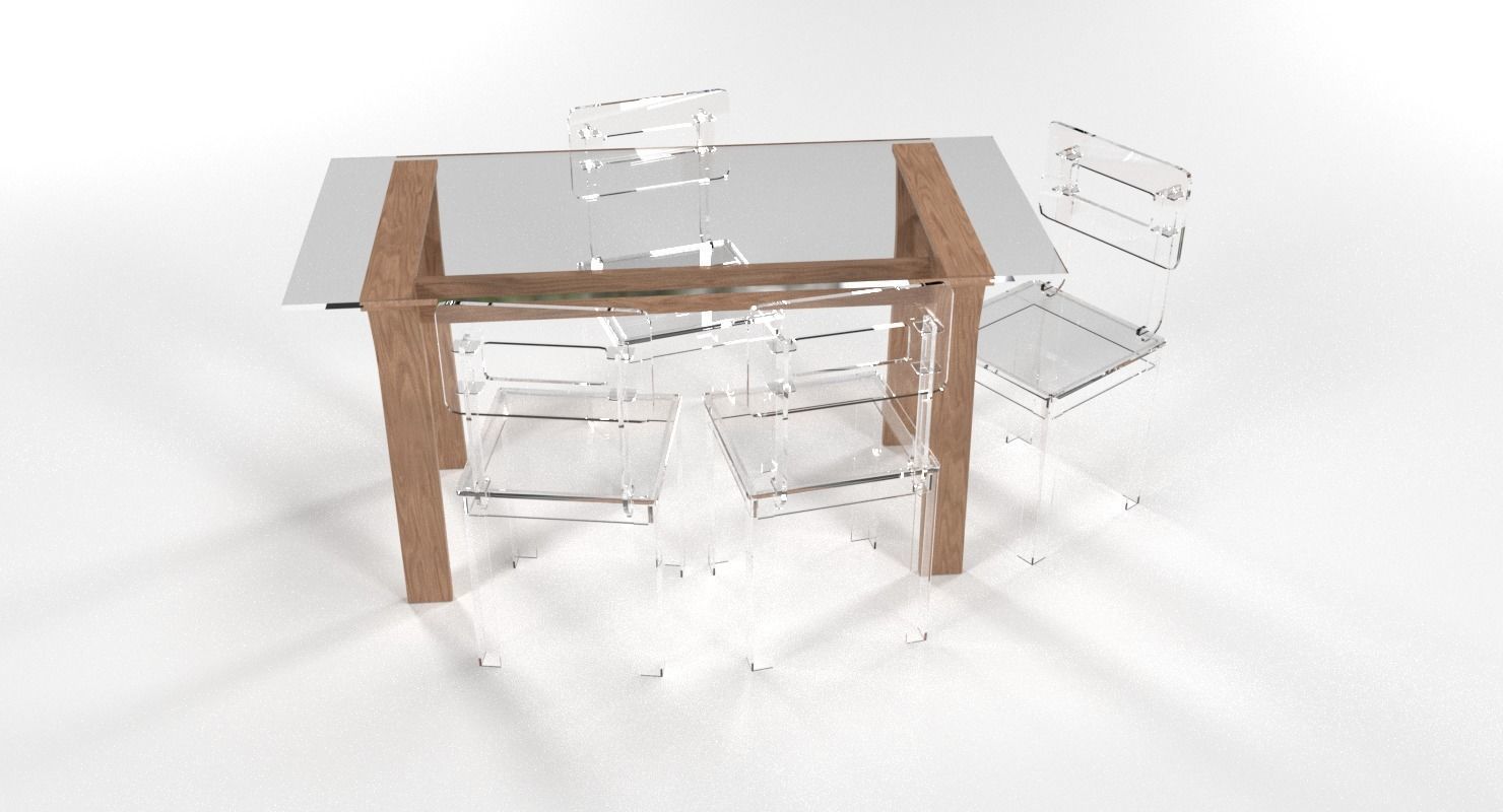 3D model Transparent Dining Table Set VR / AR / low-poly | CGTrader