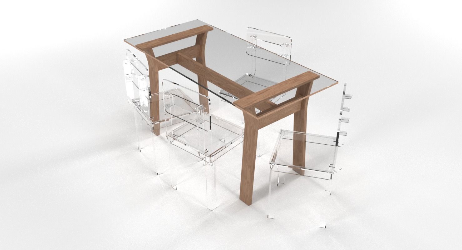 3D model Transparent Dining Table Set VR / AR / low-poly | CGTrader