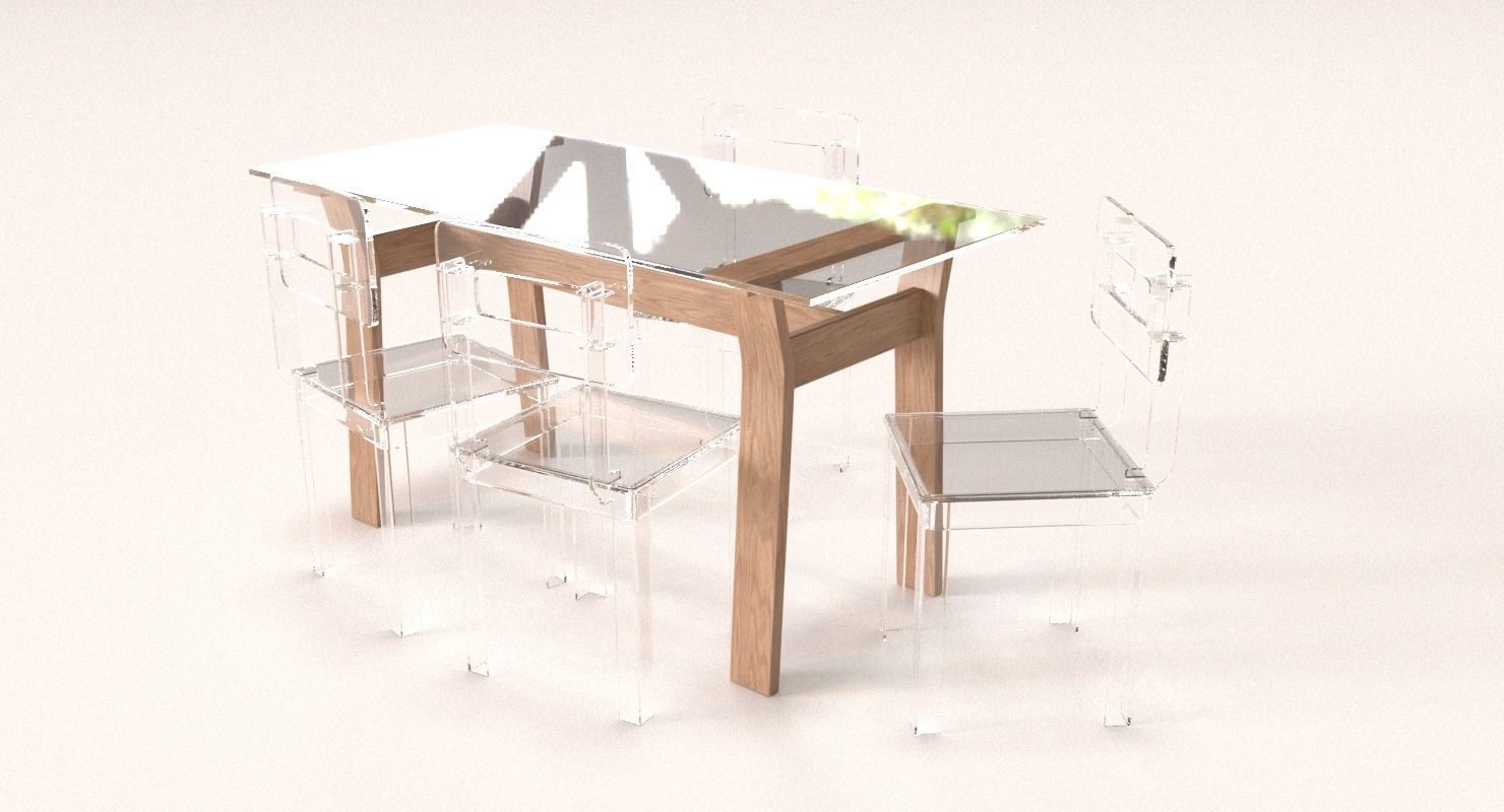 3D model Transparent Dining Table Set VR / AR / low-poly | CGTrader