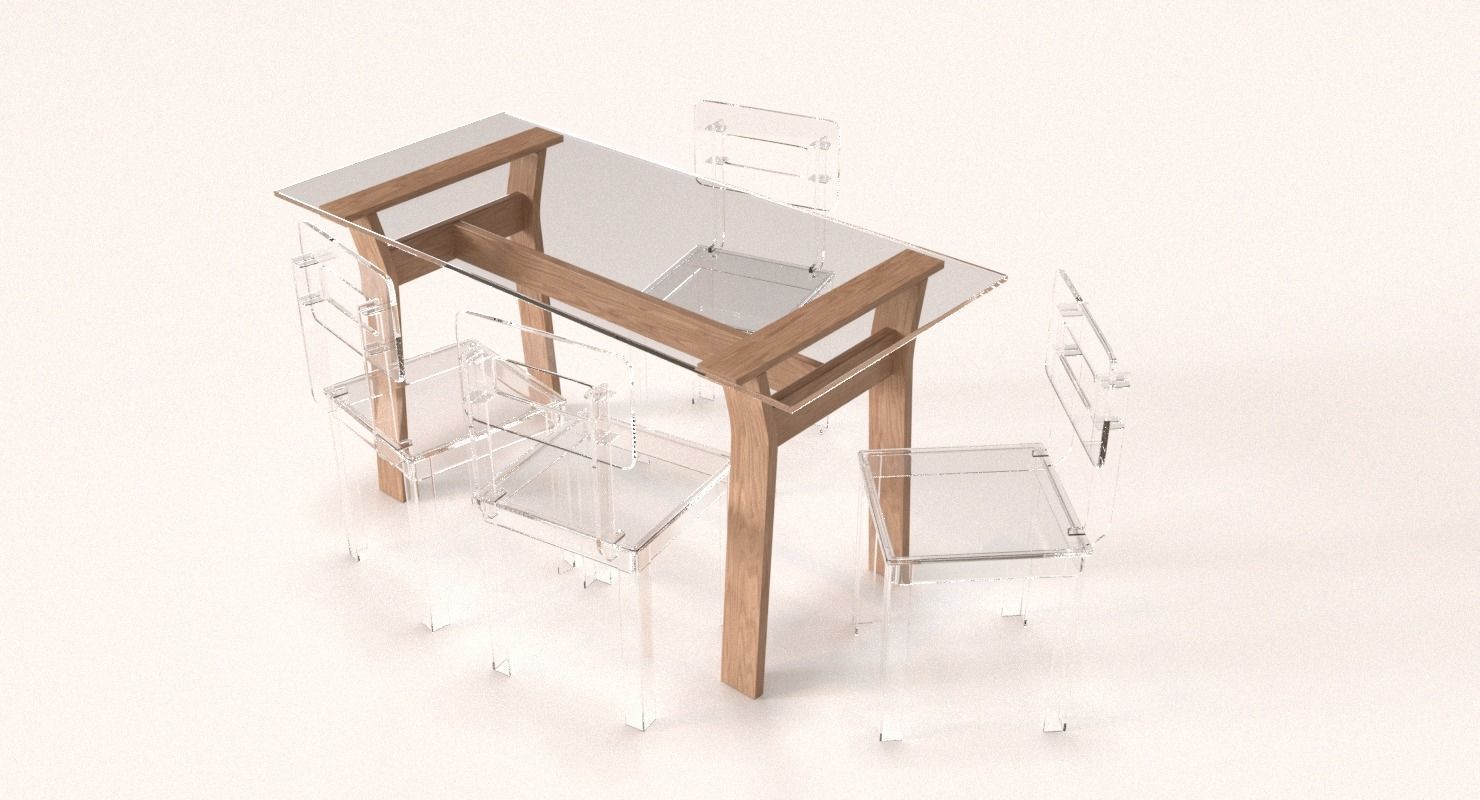 3D model Transparent Dining Table Set VR / AR / low-poly | CGTrader
