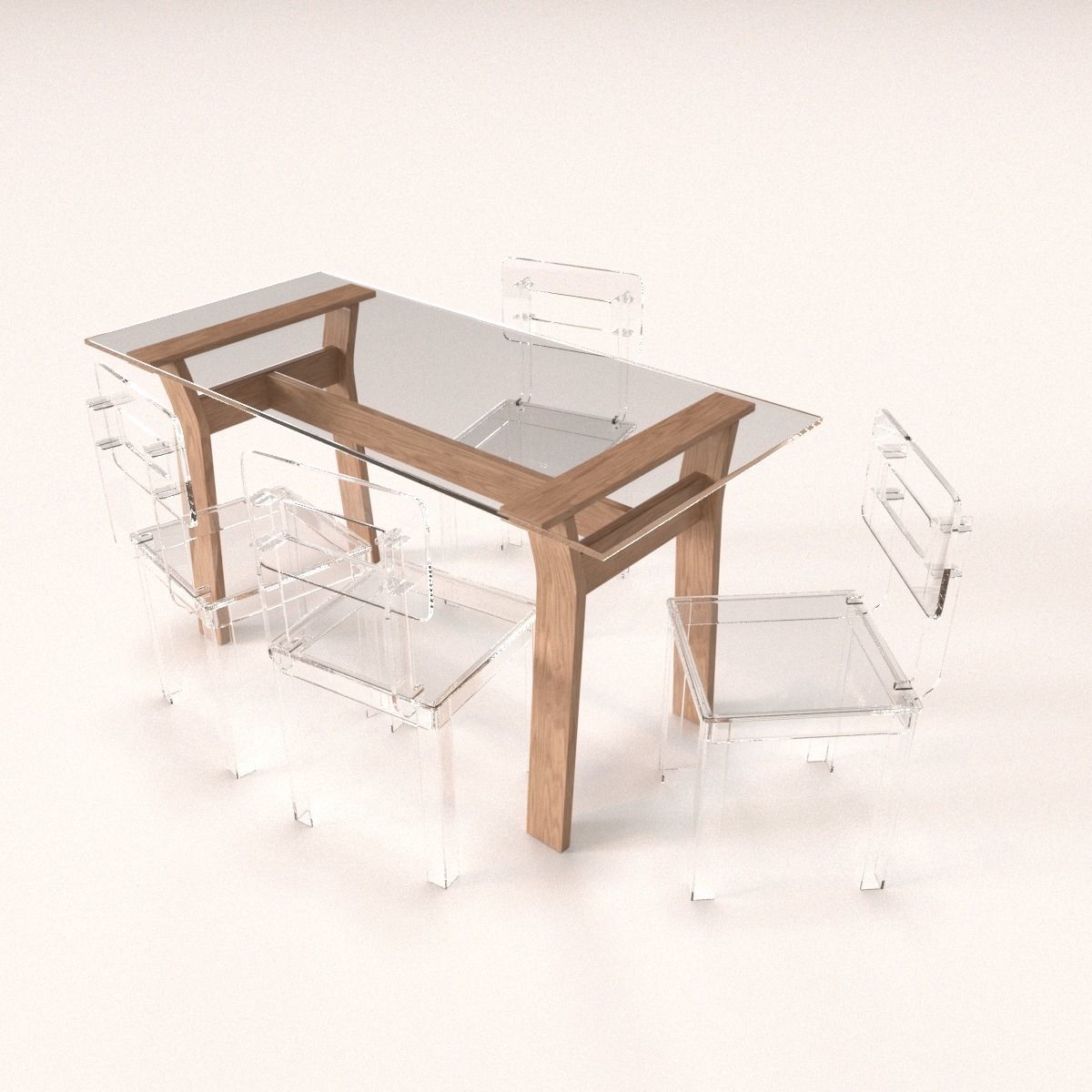 3D model Transparent Dining Table Set VR / AR / low-poly | CGTrader