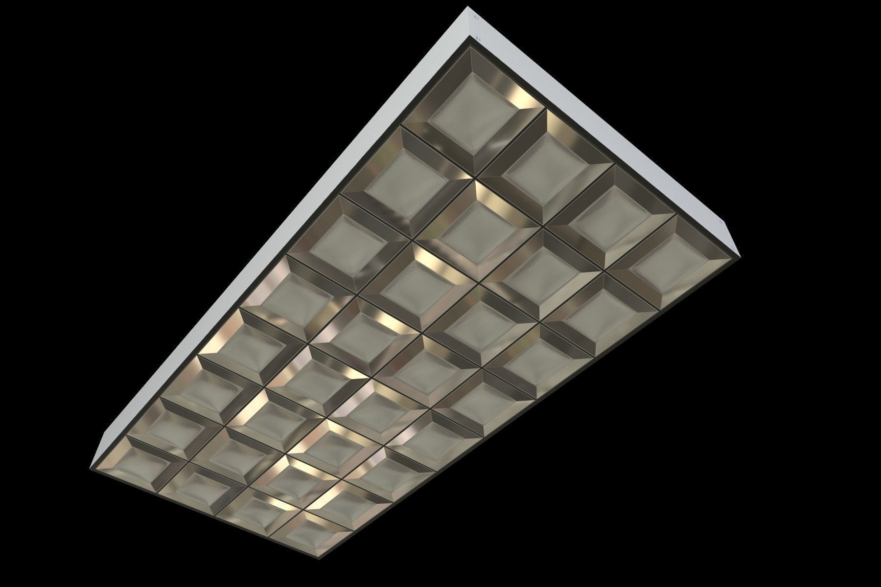 3D model Fluorescent Light - grid-type - PBR - Game Ready VR / AR / low ...