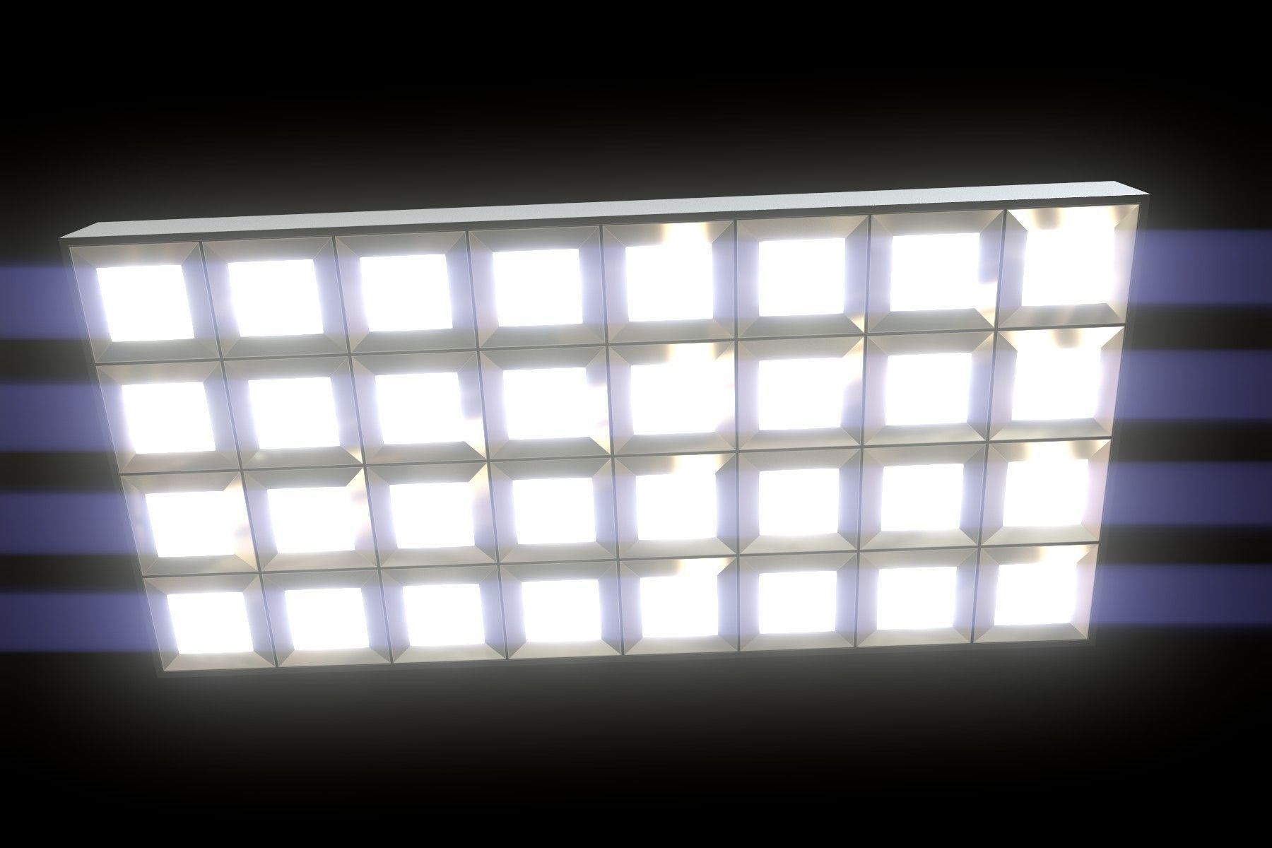 3D model Fluorescent Light - grid-type - PBR - Game Ready VR / AR / low ...