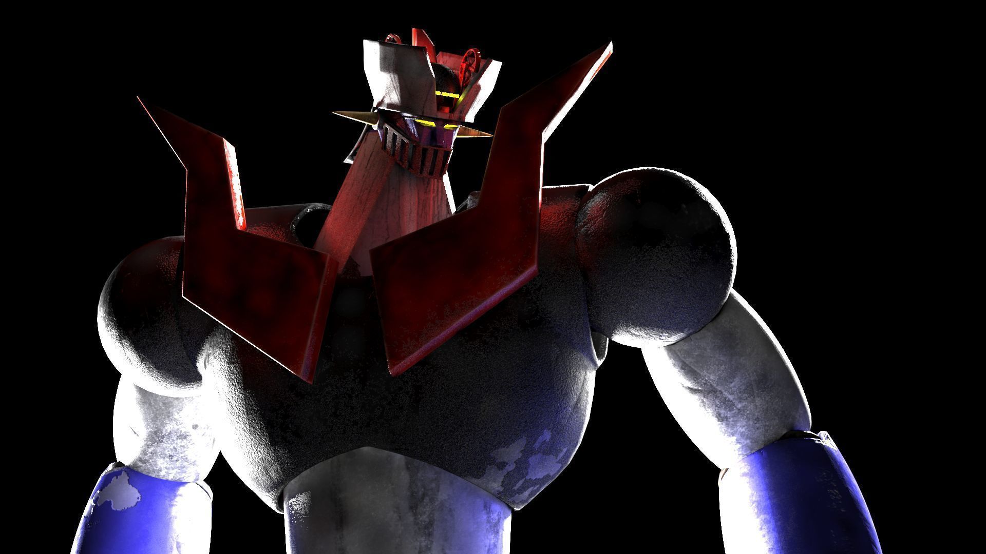 Mazinger - head body pilder - rigged and mapped 3D model animated ...