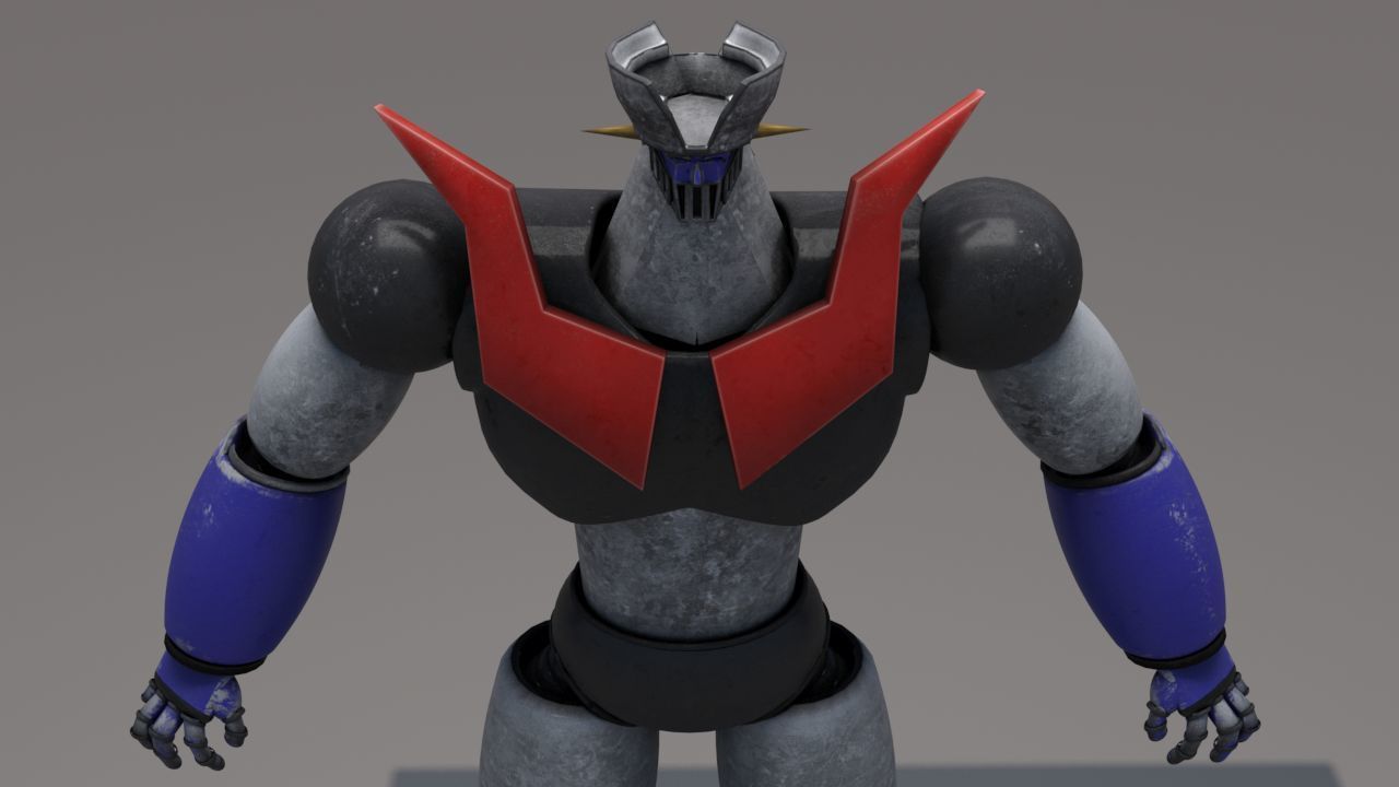 Mazinger - head body pilder - rigged and mapped 3D model animated ...