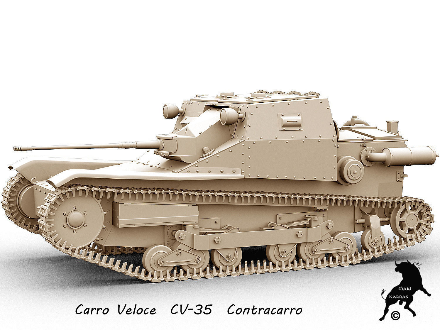 Carro Veloce CV-35 Anticarro 3D Model MAX OBJ FBX | CGTrader.com