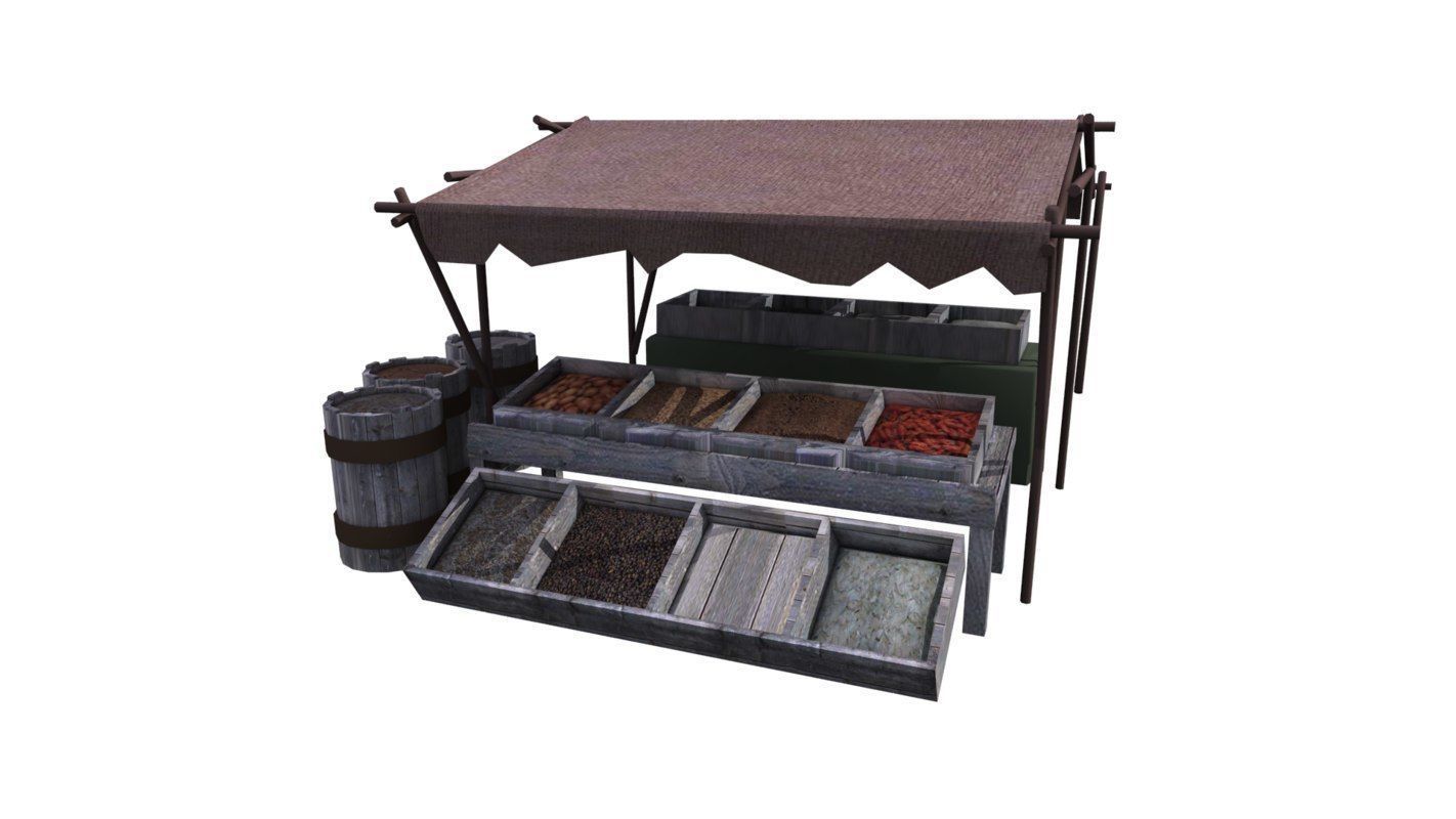 Bazaar stand with bottles 3D model | CGTrader