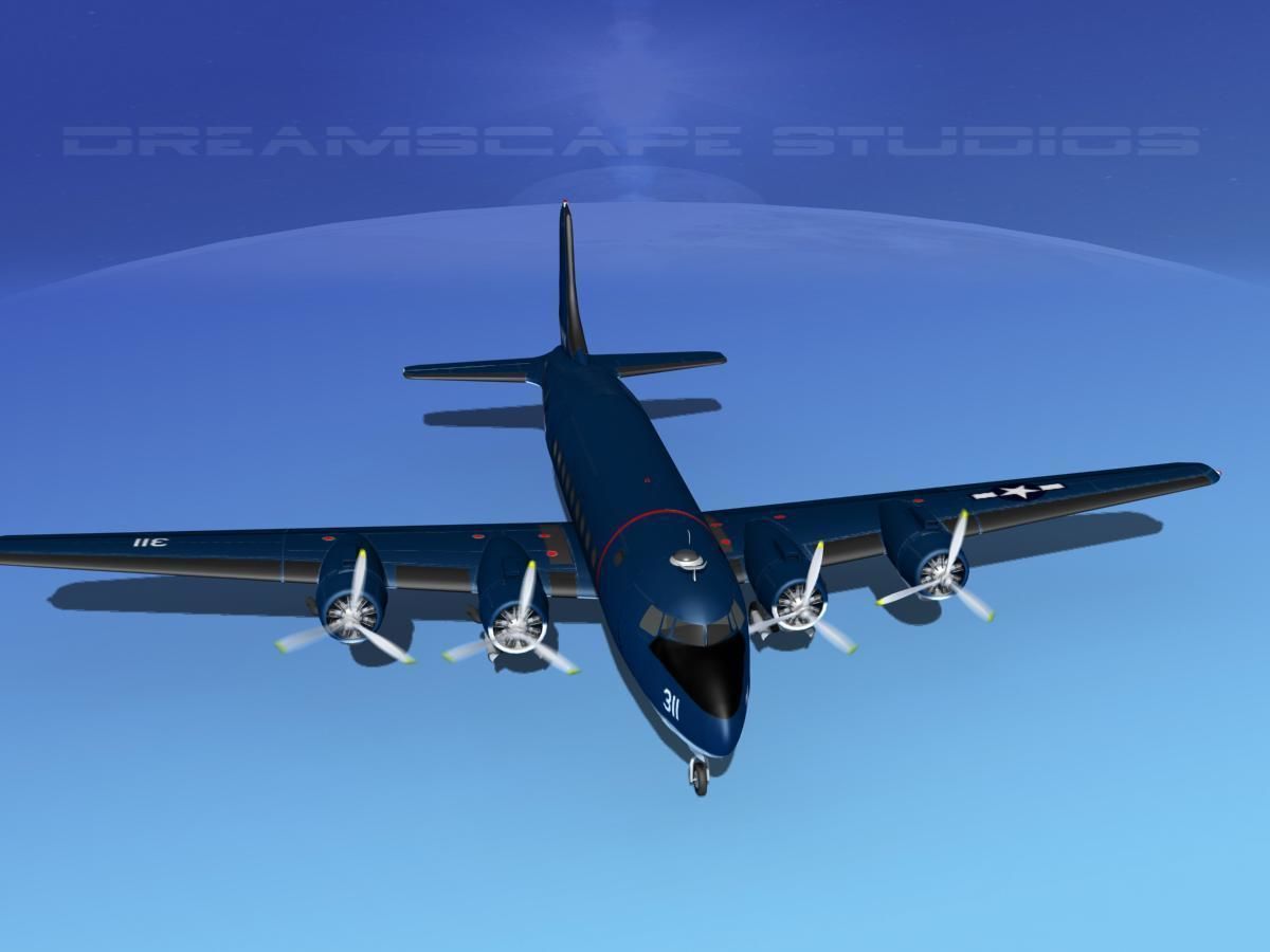 Douglas R5D V02 3D model animated rigged | CGTrader