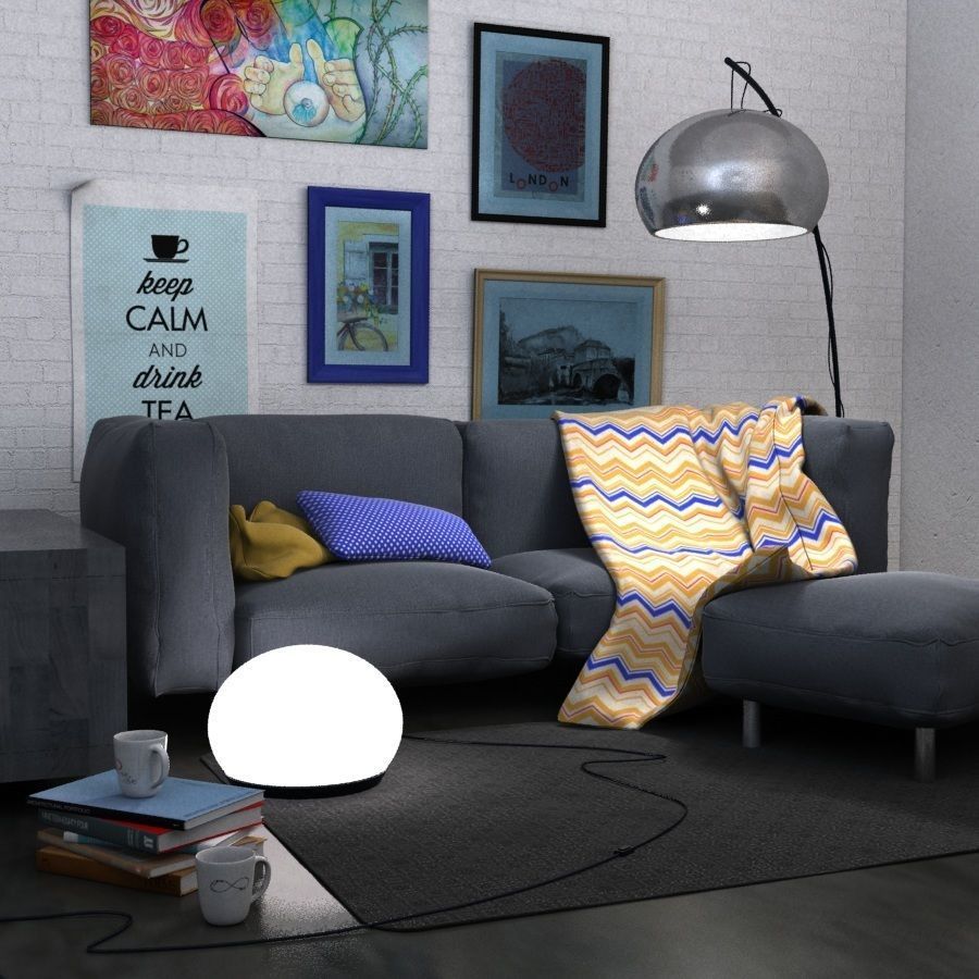 Living room scene setup 3D model | CGTrader