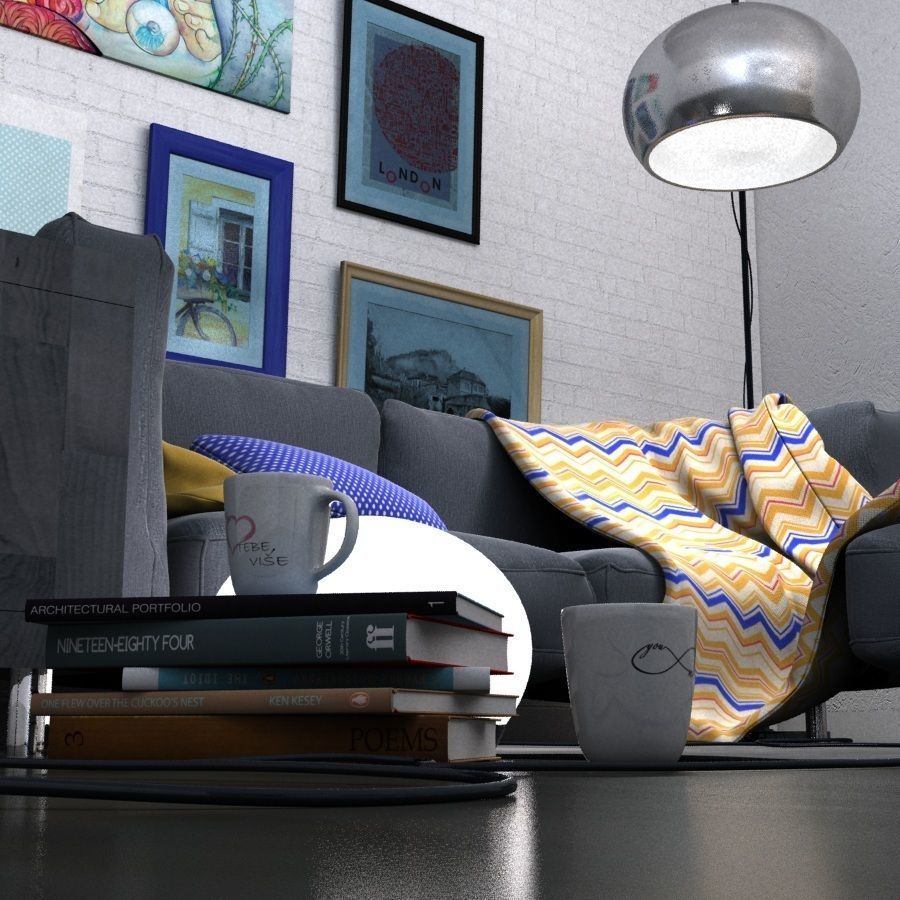 Living room scene setup 3D model | CGTrader