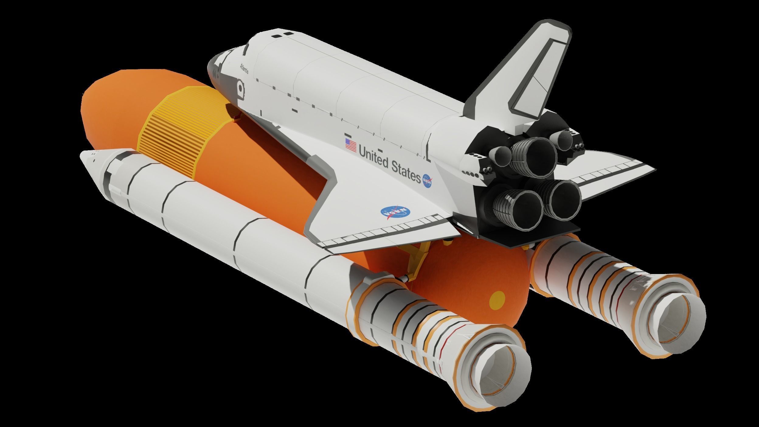 Space Shuttle Side Boosters And Fuel Tank Low Poly FREE free VR / AR ...