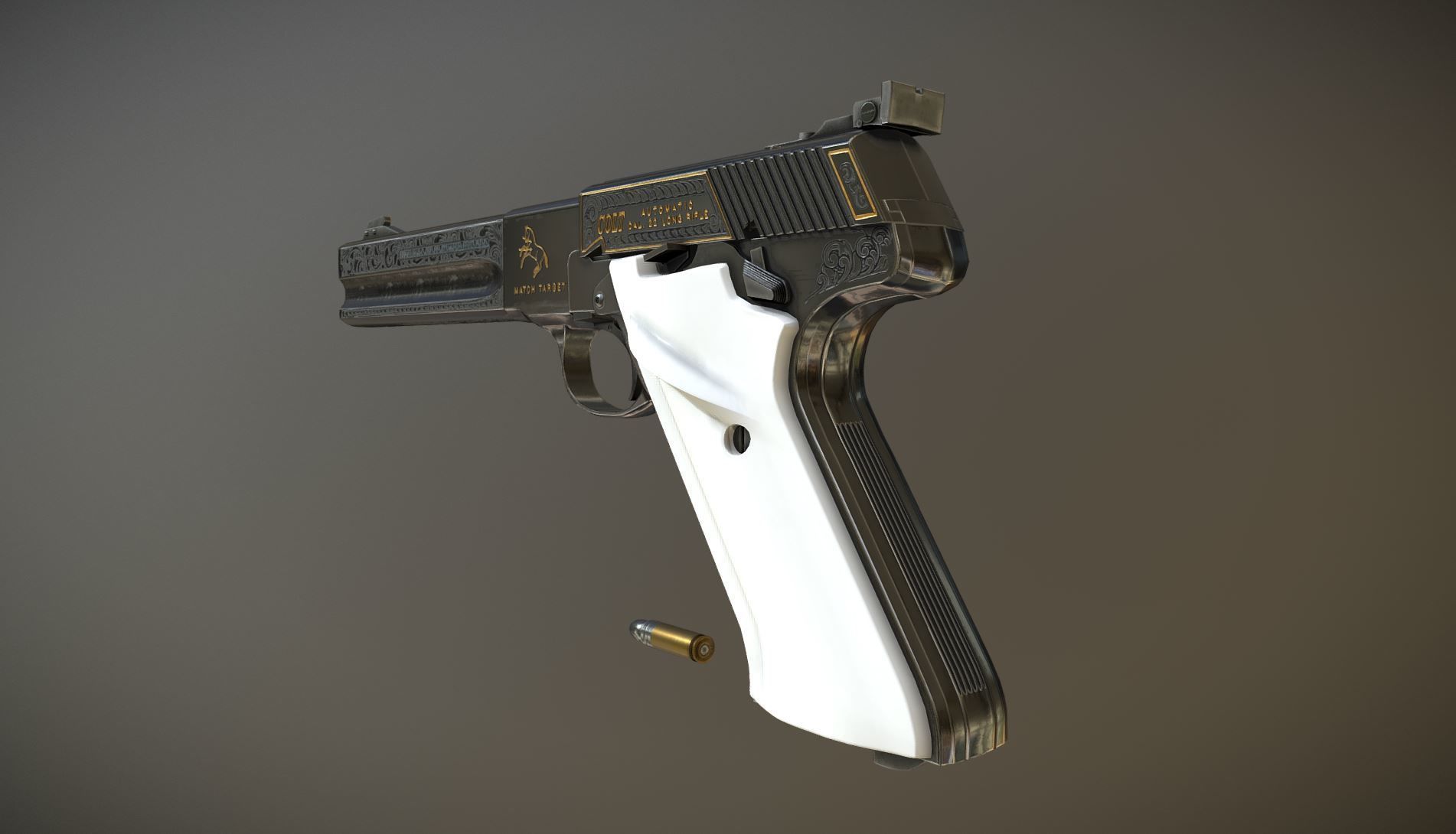 Colt Woodsman Match Target 22LR Pistol 3D model | CGTrader