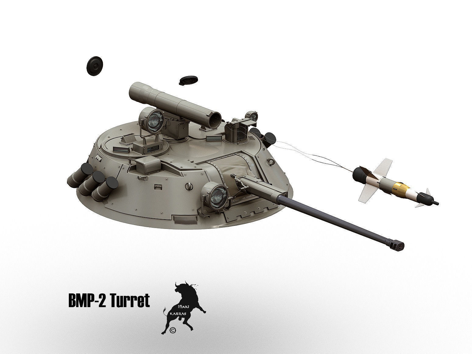 BMP-2 Turret with Spandrel Missile 3D Model .max .obj .fbx - CGTrader.com