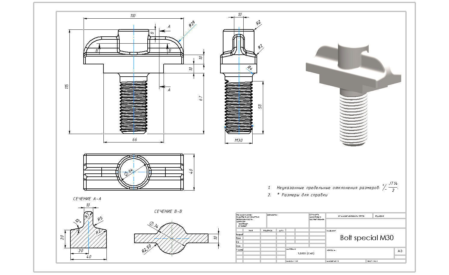 Bolt special M30 free 3D model | CGTrader