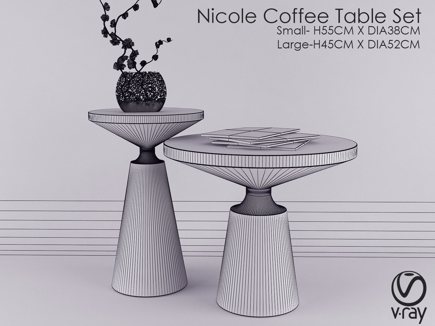 Nicole Coffee Table Set 3D model | CGTrader