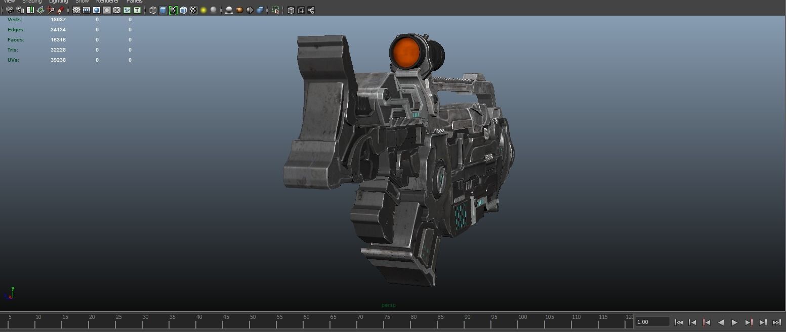 3d Model Machine Gun Concept Vr Ar Low Poly Cgtrader