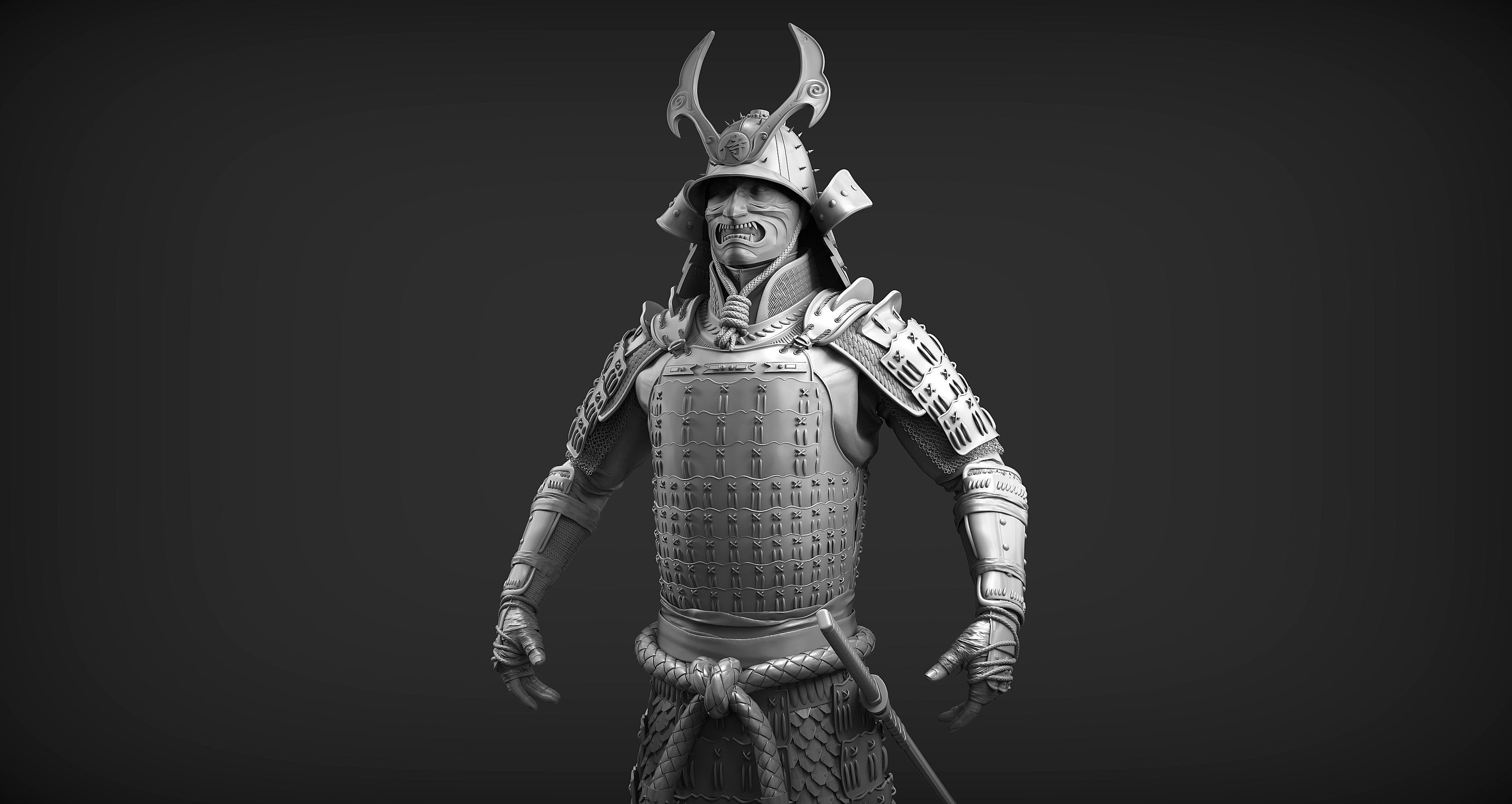 Samurai in armor with japanese writing 3D model | CGTrader