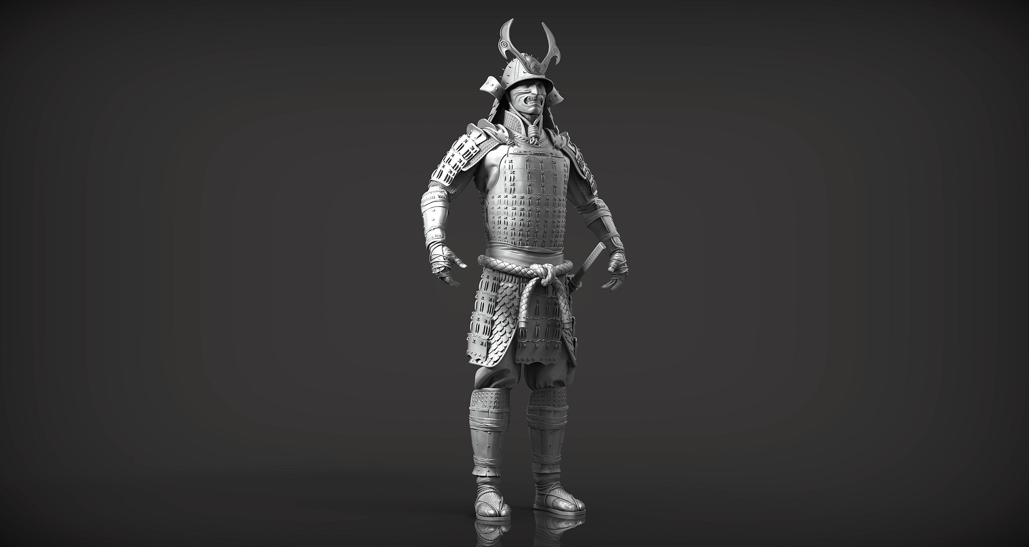 Samurai in armor with japanese writing 3D model | CGTrader