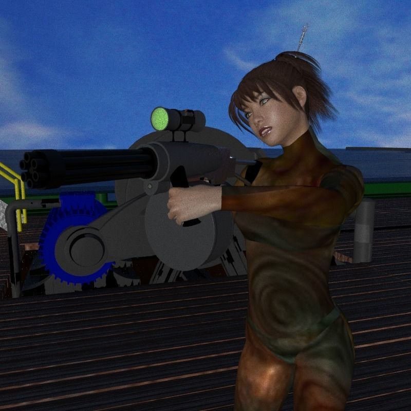 Shoulder fired mini Gatling gun 3D model animated rigged | CGTrader