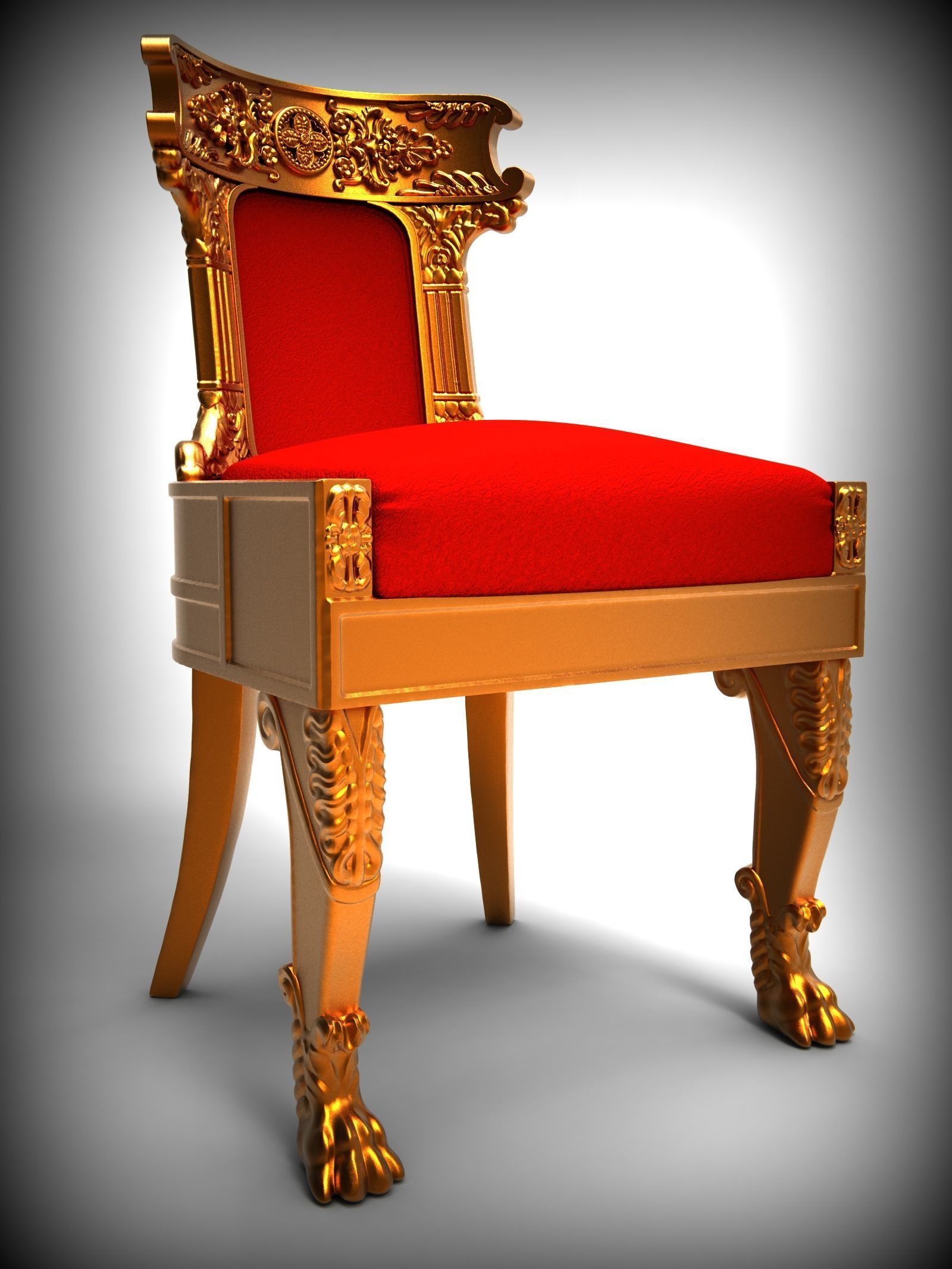 Golden chair 3D model | CGTrader