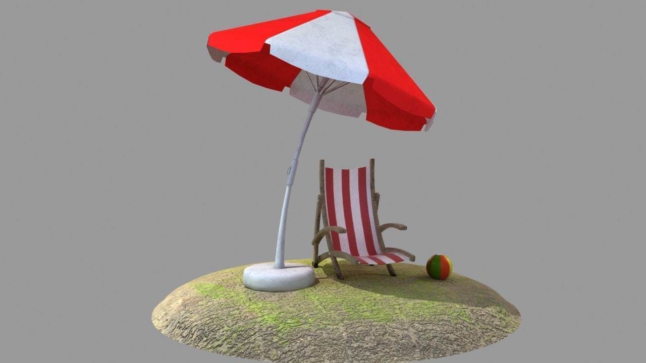 Cartoon Beach Items 3D model | CGTrader