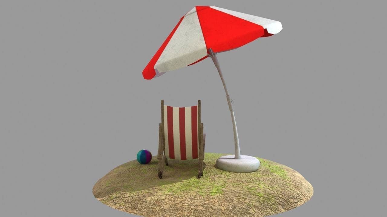 Cartoon Beach Items 3D model | CGTrader