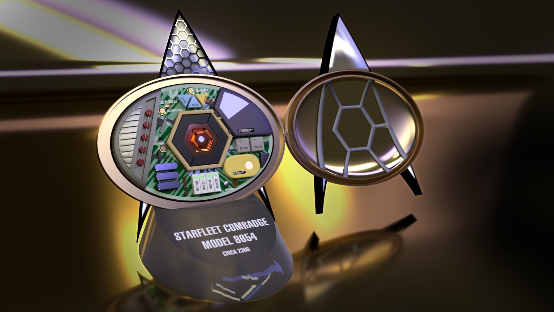 Star Trek TNG Combadge 8654 - With Internals 3D model | CGTrader
