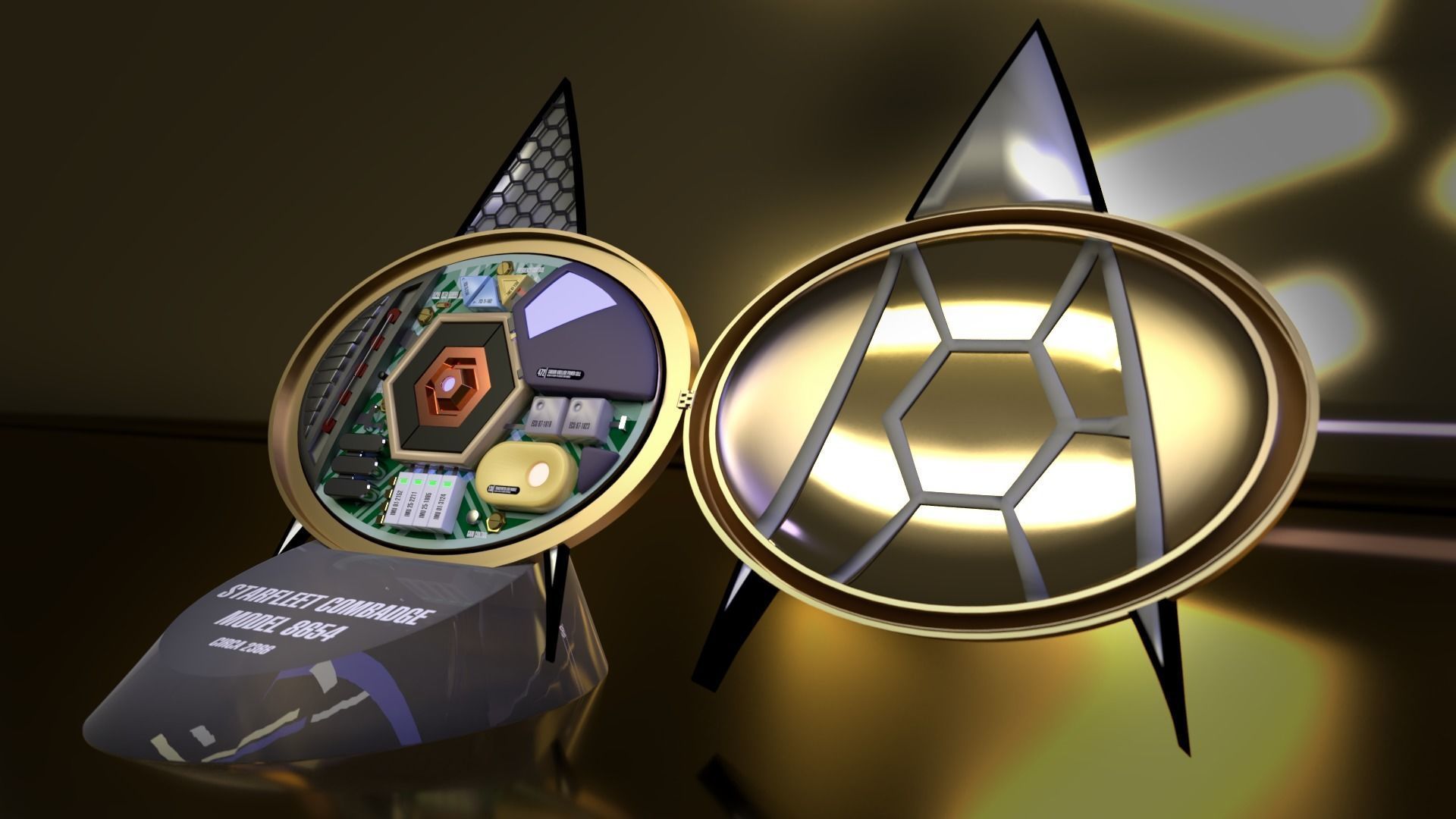 Star Trek TNG Combadge 8654 - With Internals 3D model | CGTrader