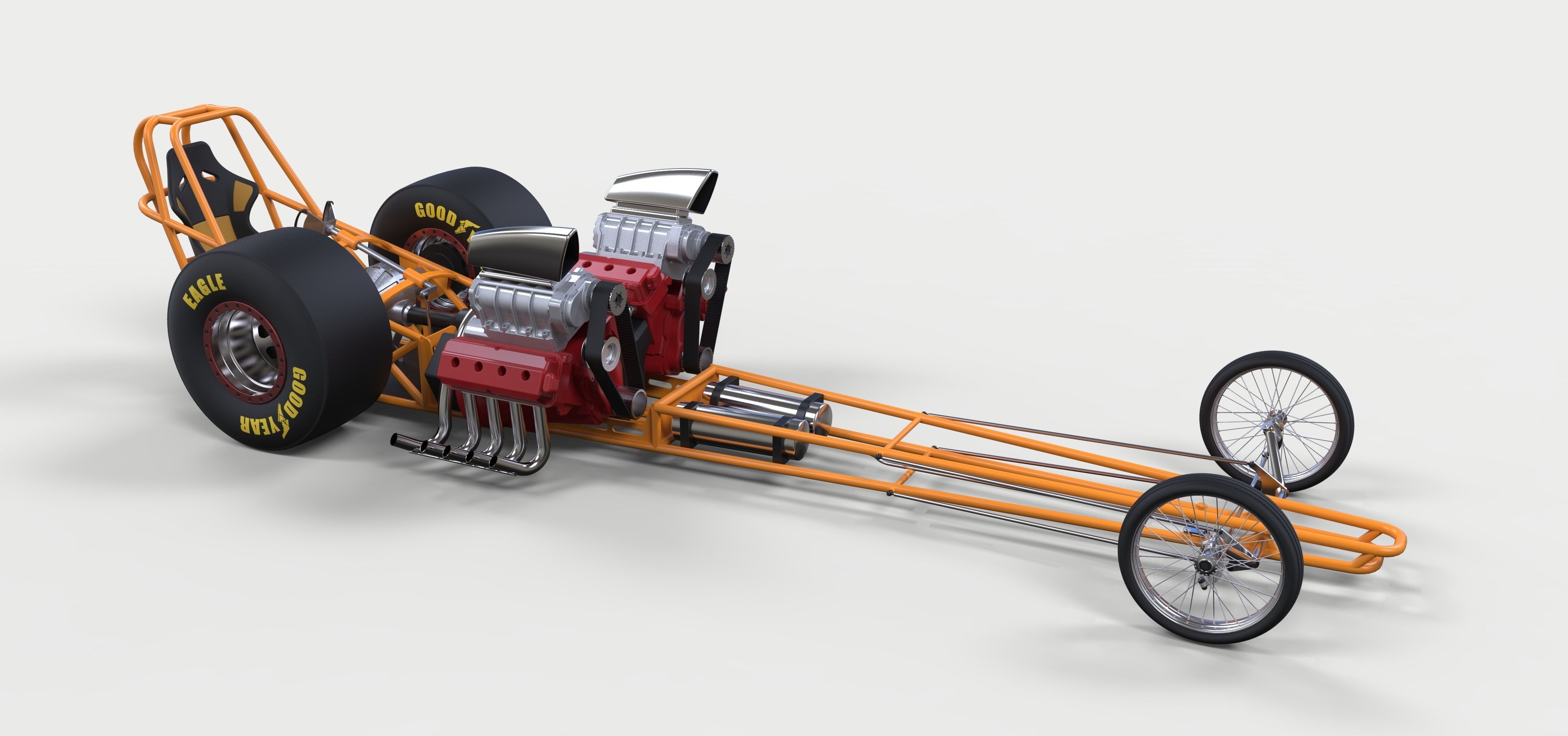 Twin-engined dragster 3D model | CGTrader