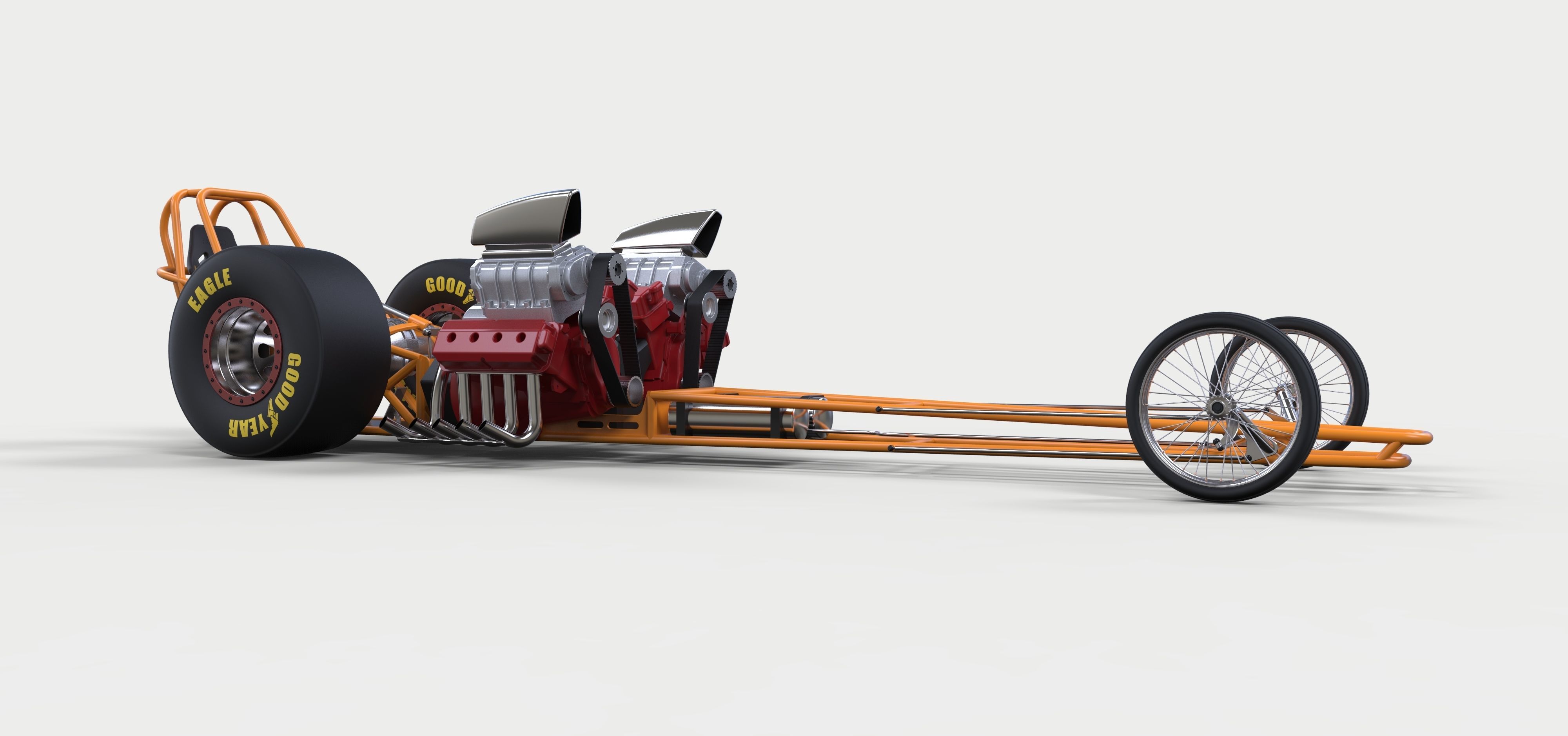Twin-engined dragster 3D model | CGTrader