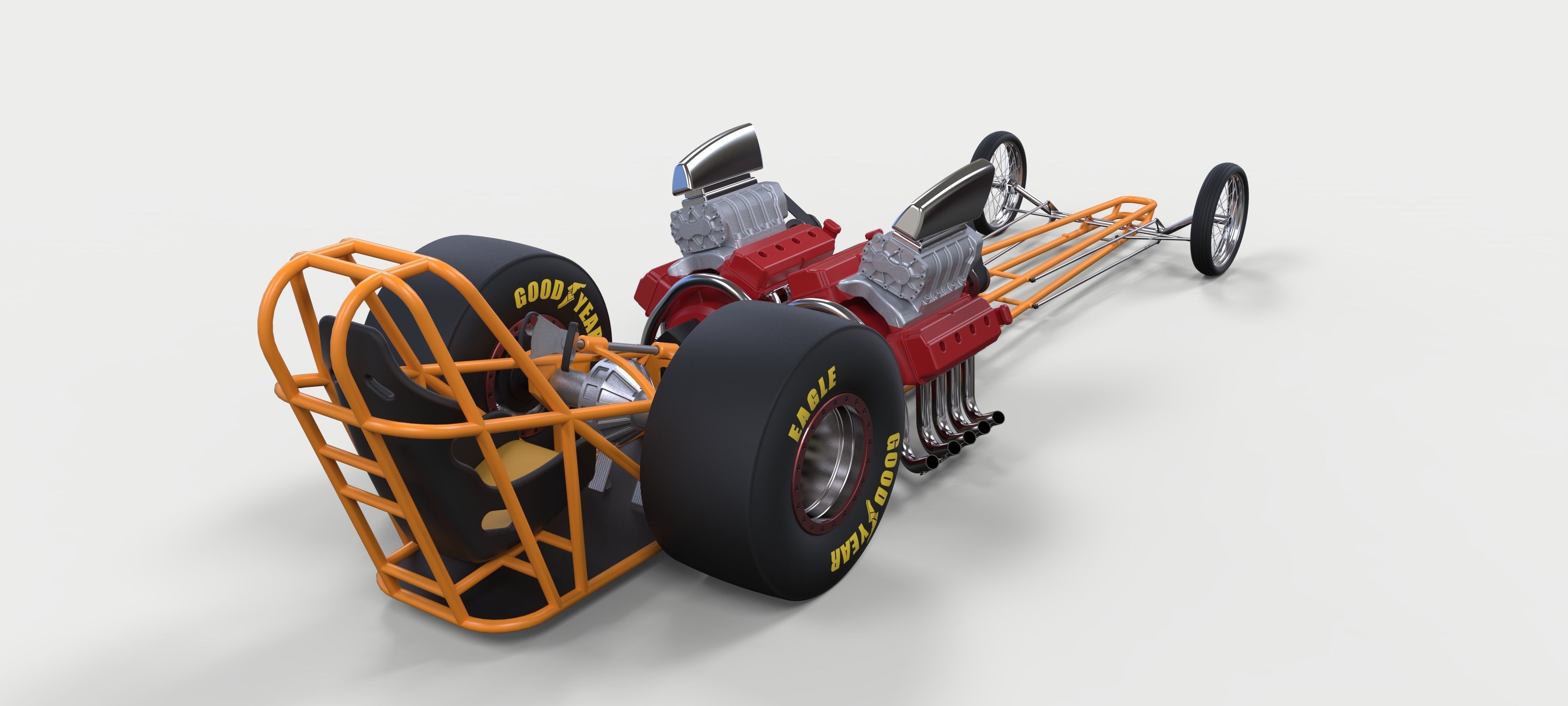 Twin-engined dragster 3D model | CGTrader