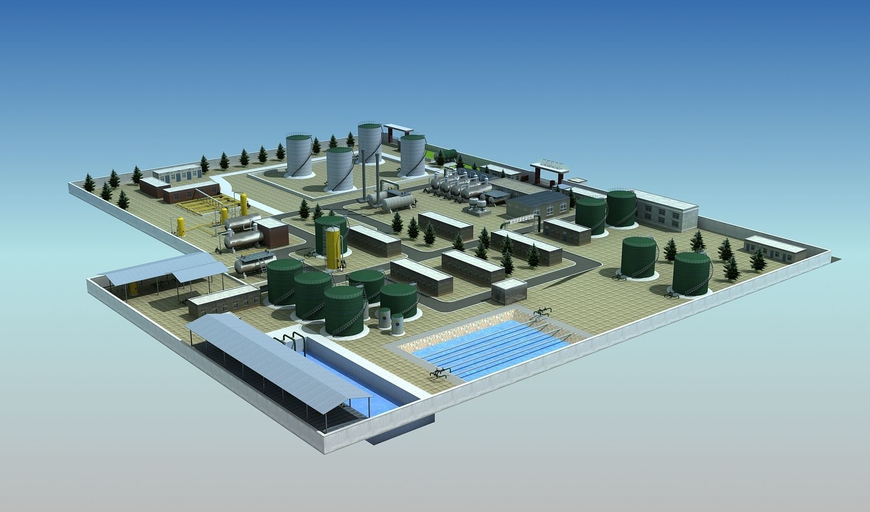 3D model Wastewater Treatment Plant VR / AR / low-poly | CGTrader