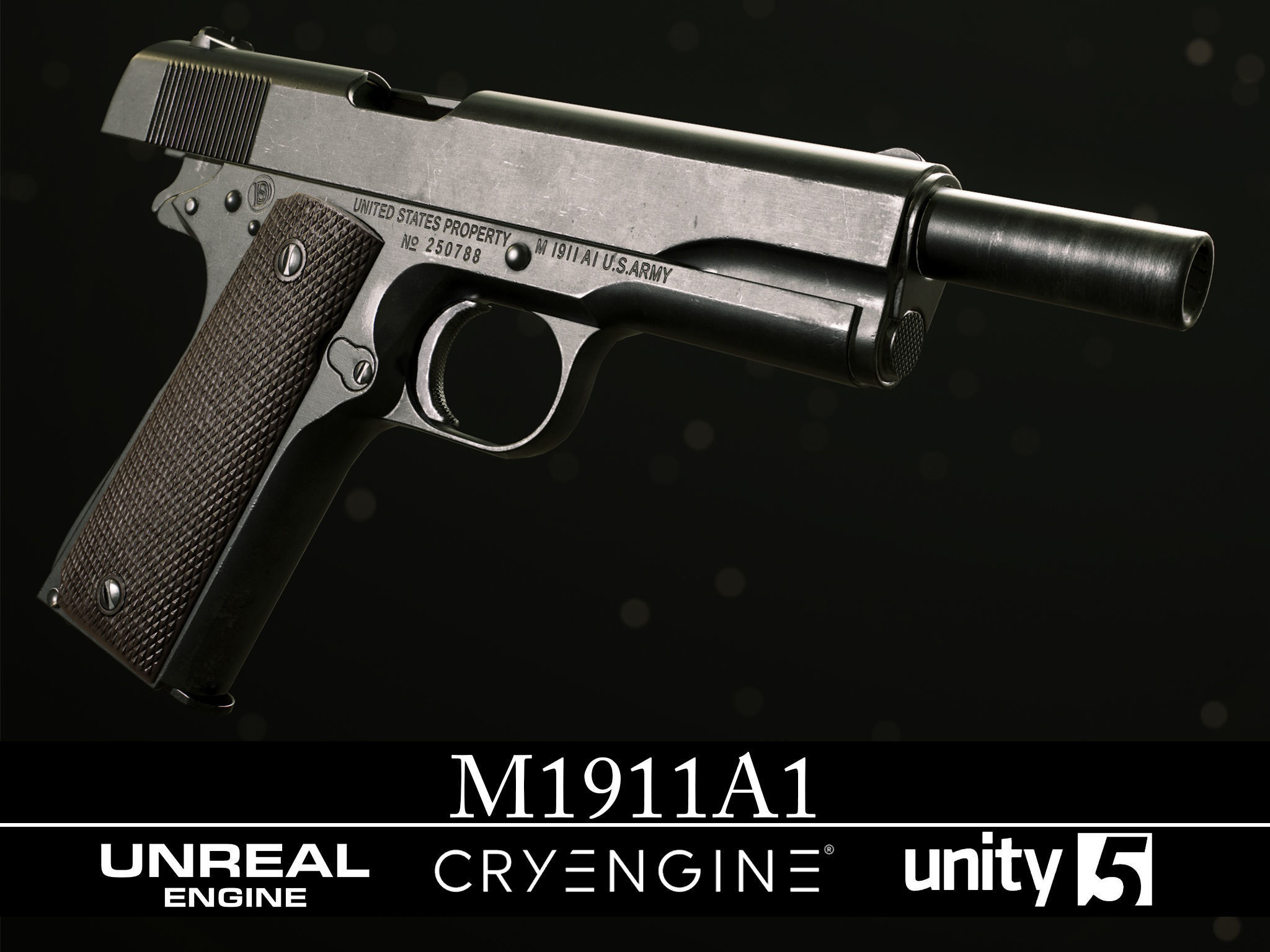 3D model M1911A1 - Textured - Game Ready VR / AR / low-poly | CGTrader
