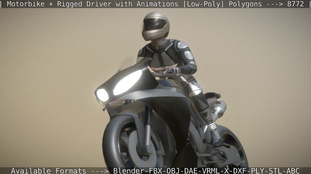 3D model Motorbike and Rigged Biker with Animations VR / AR / low-poly ...