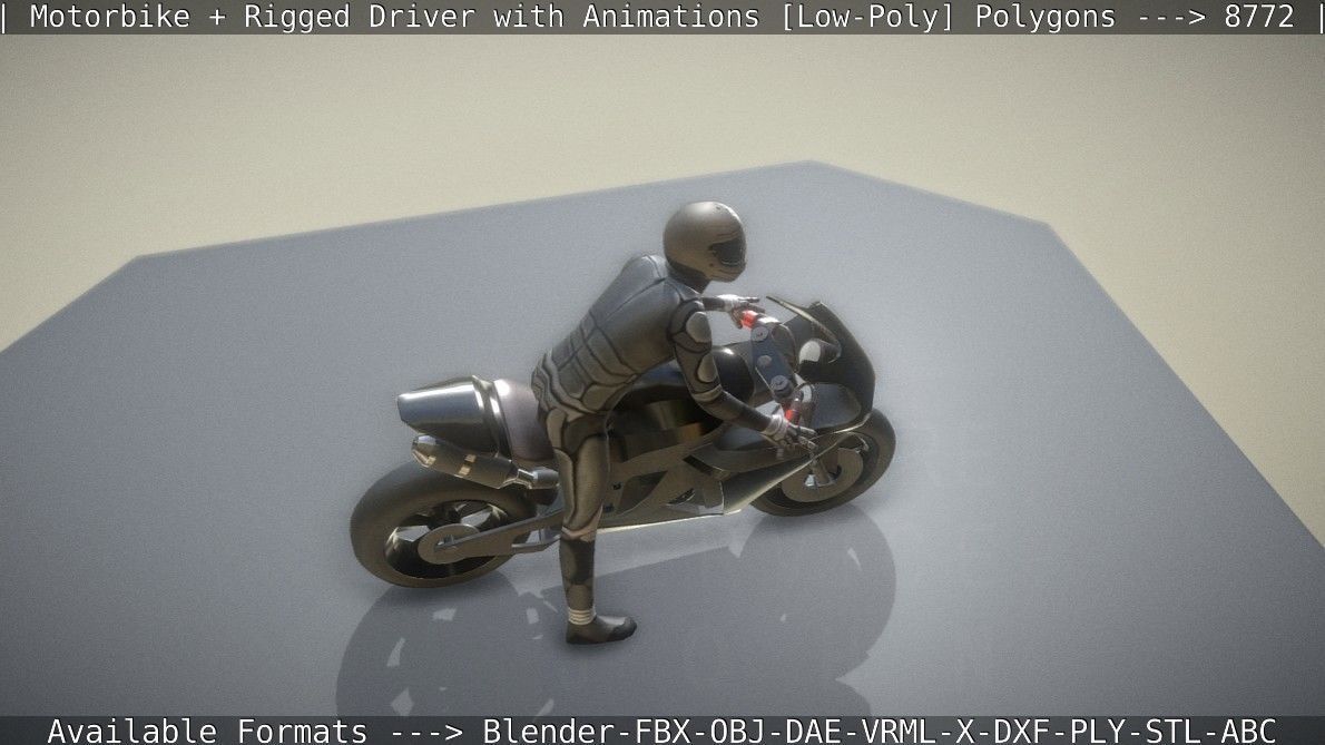 3D model Motorbike and Rigged Biker with Animations VR / AR / low-poly ...