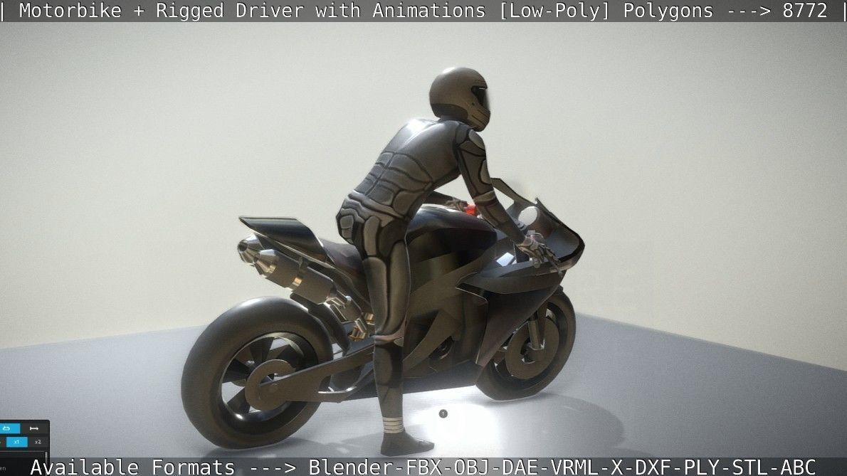 3D model Motorbike and Rigged Biker with Animations VR / AR / low-poly ...