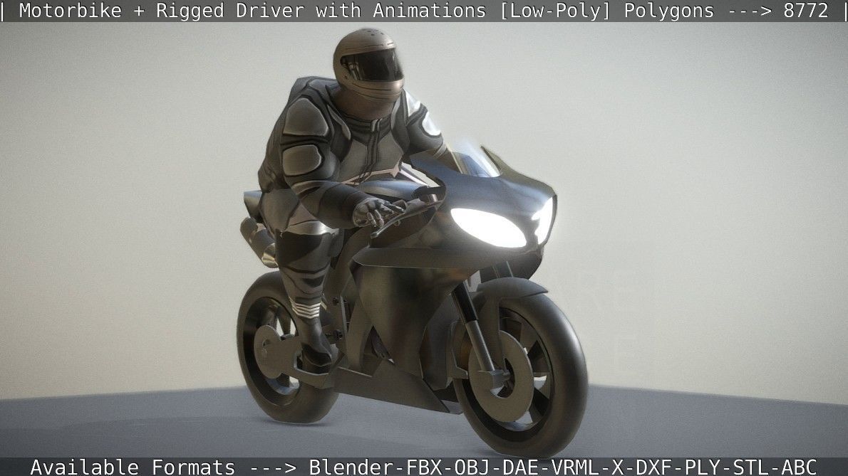 3D model Motorbike and Rigged Biker with Animations VR / AR / low-poly ...
