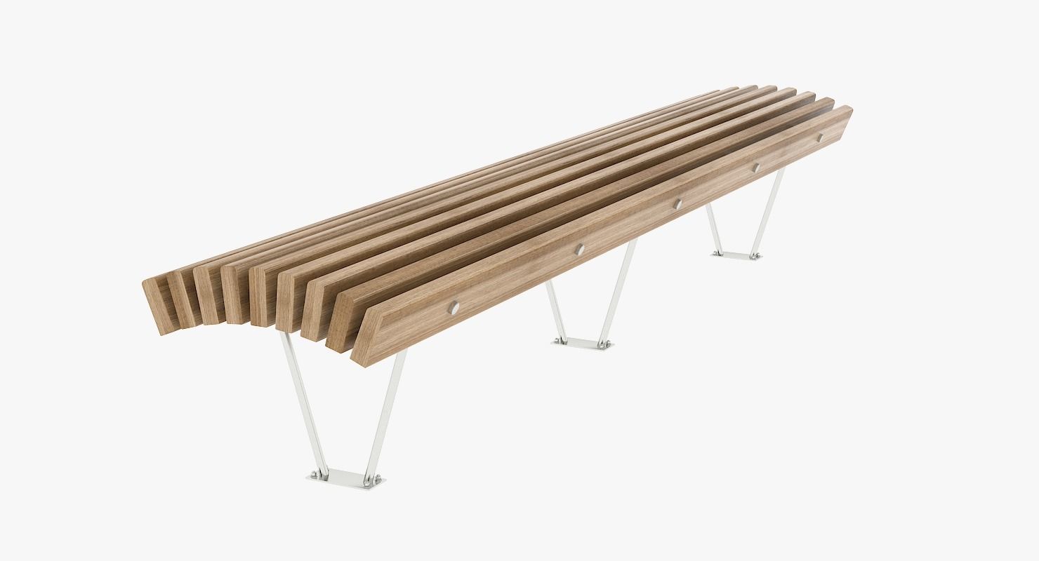 Wooden curve bench 3D model | CGTrader