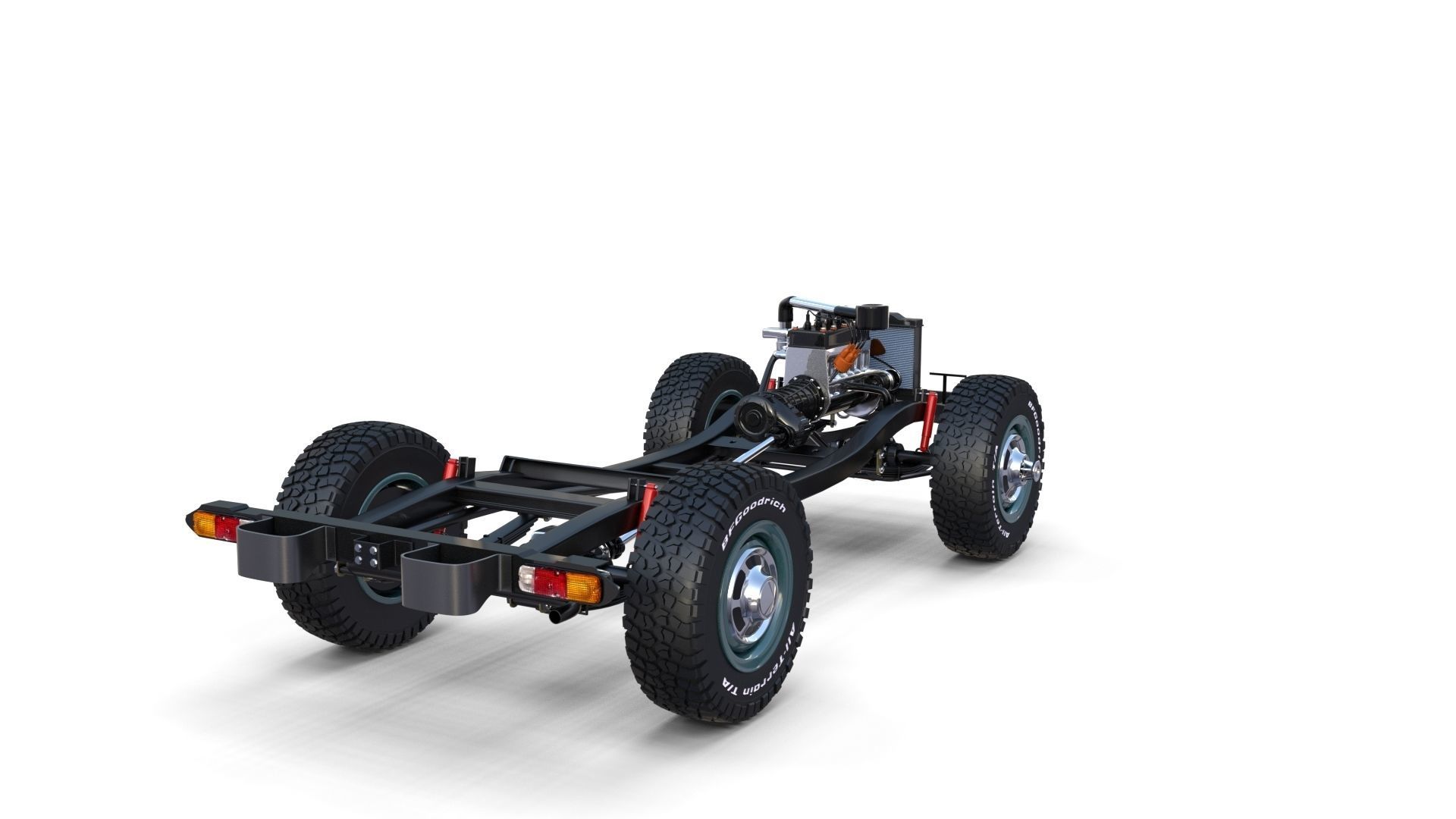 Toyota Land Cruiser FJ 40 Red with Interior and Chassis 3D model | CGTrader