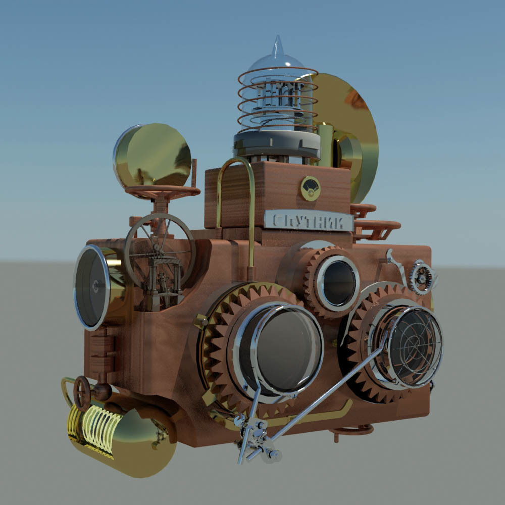 Sputnik Steampunked Stereocam 3D model | CGTrader